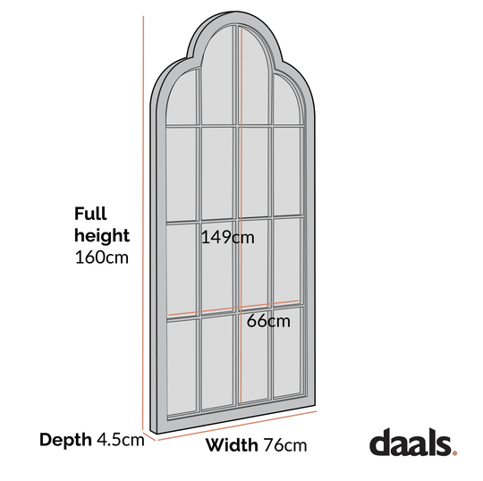 Southam Arched Full Length Wooden Frame Window Mirror 160 x 76 cm | daals