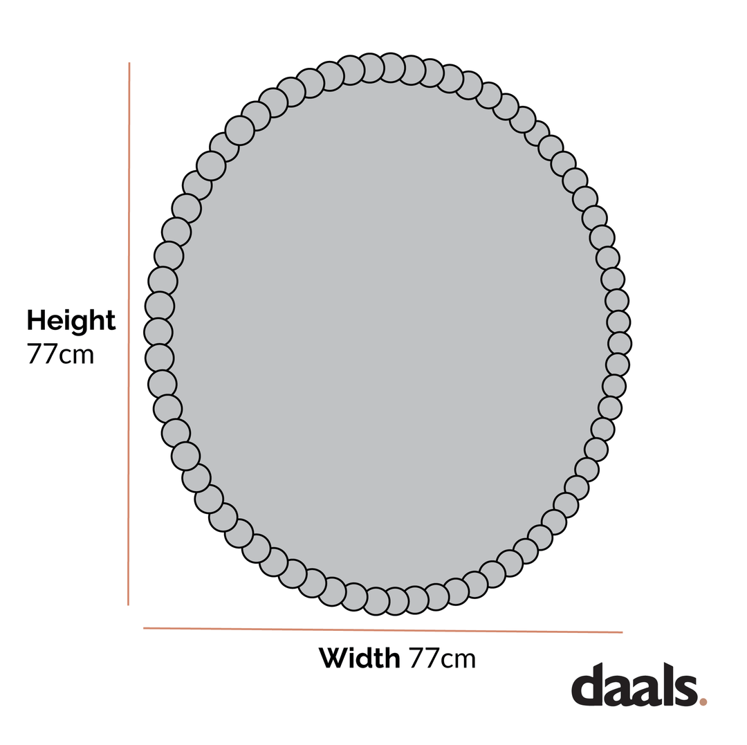Luna Round Bobbin Wall Mirror 77 x 77 cm, Washed White | daals