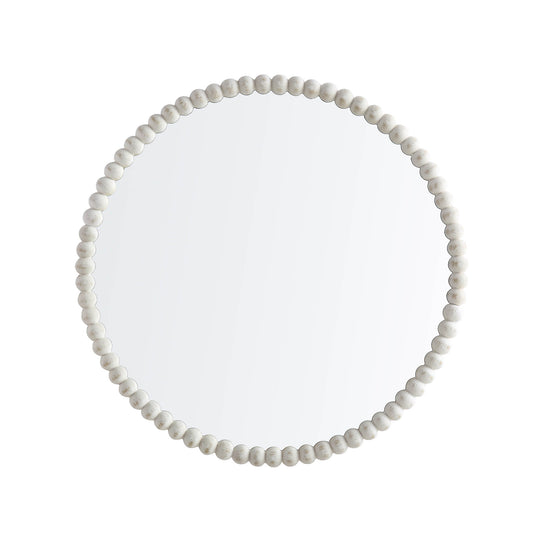Luna Round Bobbin Wall Mirror 77 x 77 cm, Washed White | daals