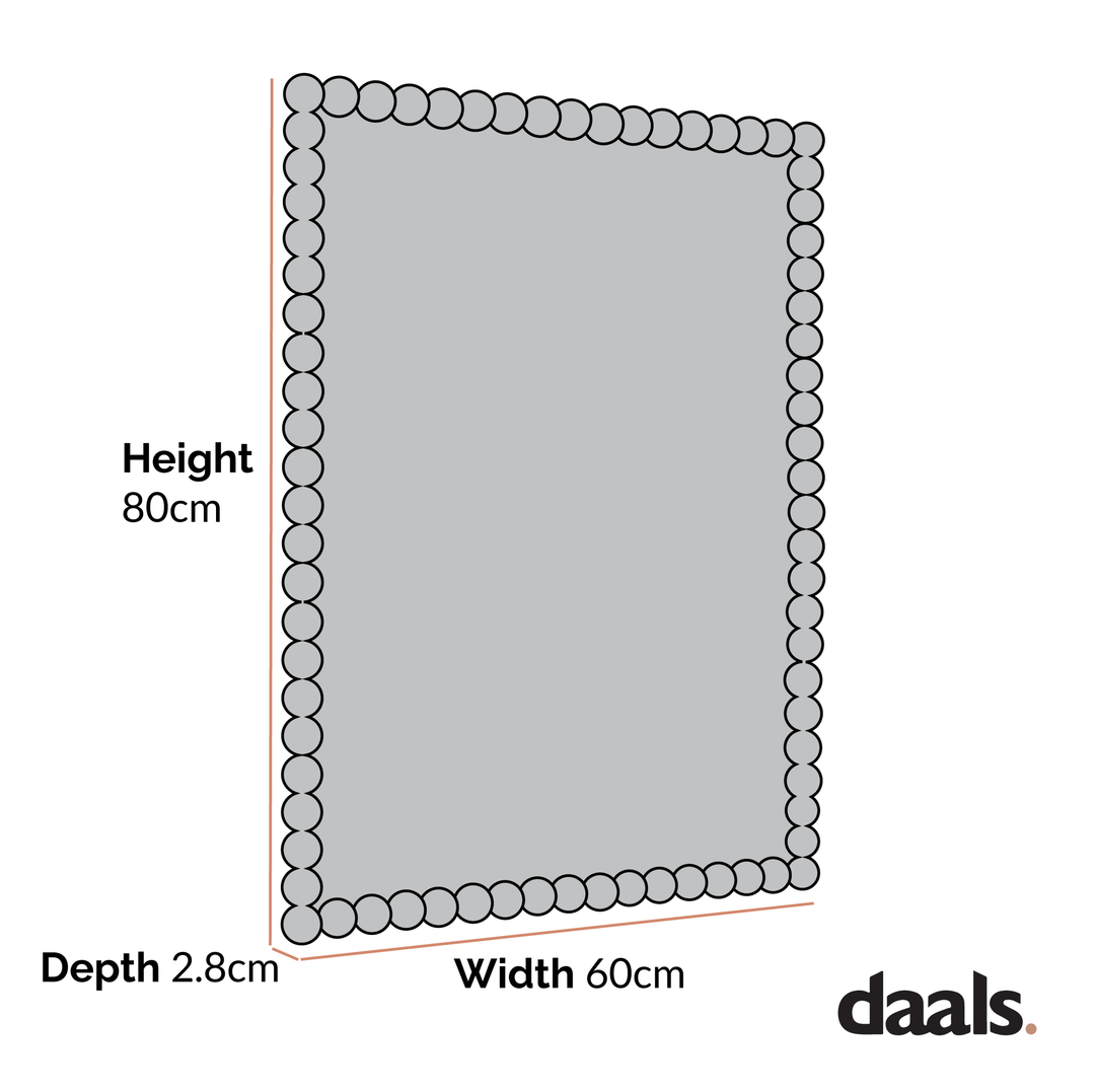 Luna Rectangular Bobbin Wall Mirror 80 x 60 cm, Washed White | daals