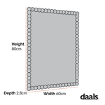 Luna Rectangular Bobbin Wall Mirror 80 x 60 cm, Washed White | daals