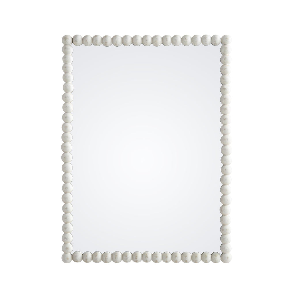 Luna Rectangular Bobbin Wall Mirror 80 x 60 cm, Washed White | daals