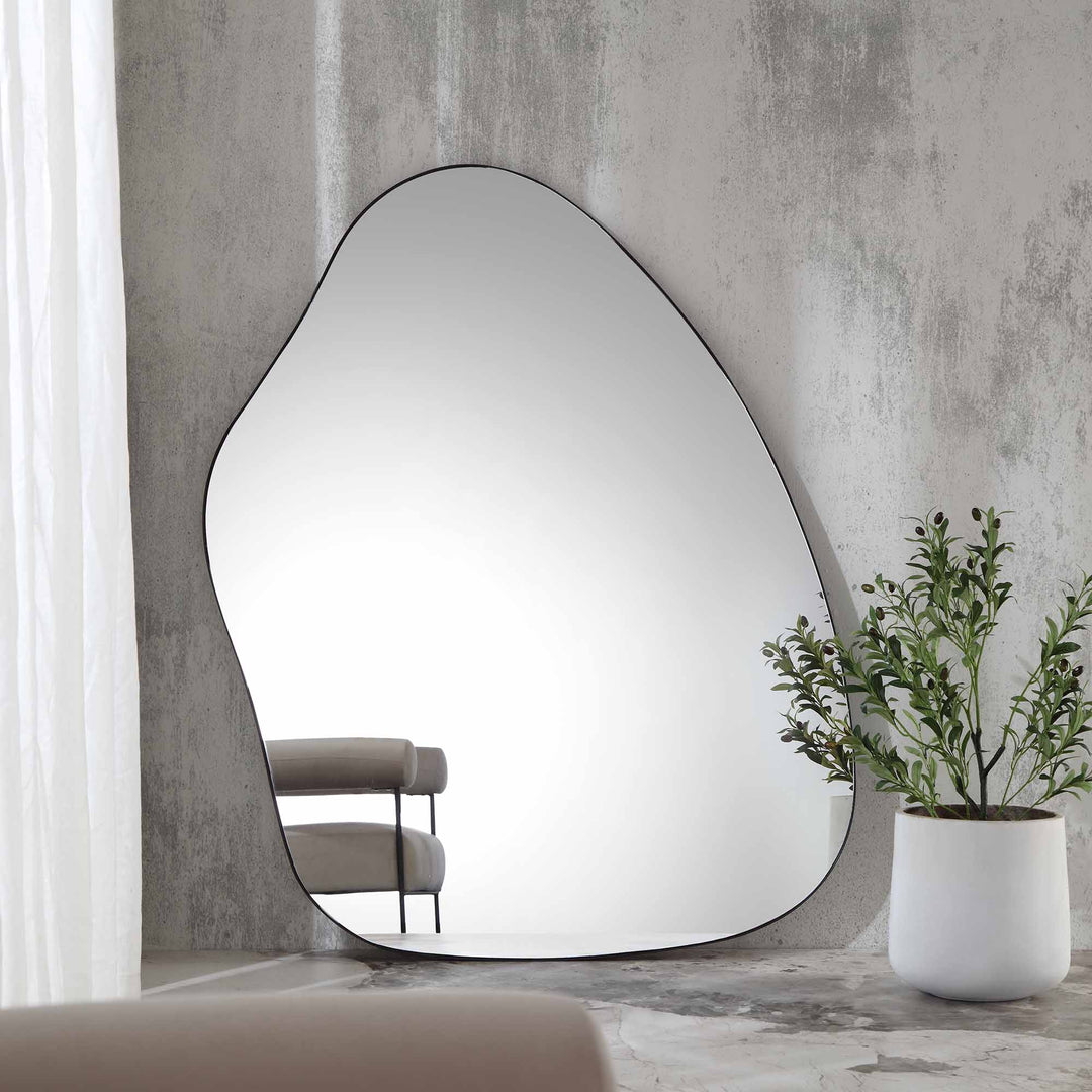 Pavia Irregular Shaped Extra Large Full Length Mirror 160 x 115 cm, Bl ...