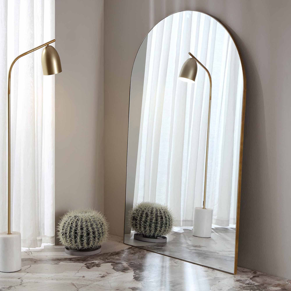 Eden Arched Full Length Metal Frame Mirror 180 x 110 cm, Antique Gold ...