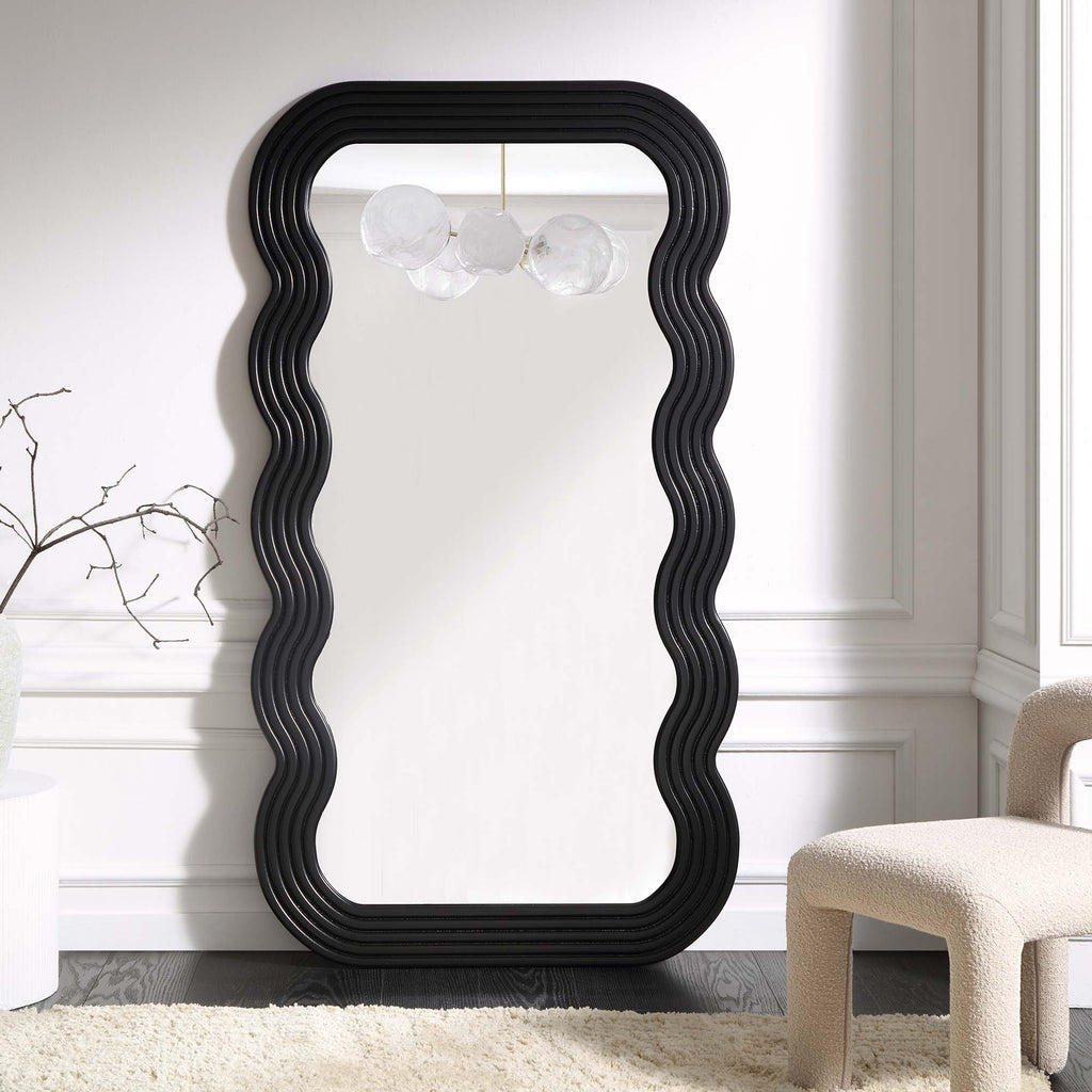 Venus Full Length Wave Mirror 180 x 100 cm, Black | daals