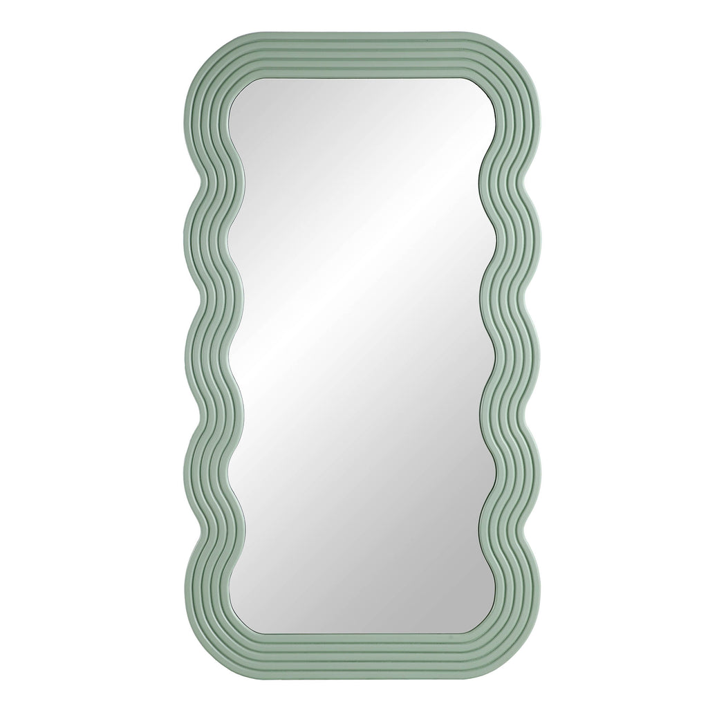 Venus Full Length Wave Mirror 180 x 100 cm, Sage Green | daals