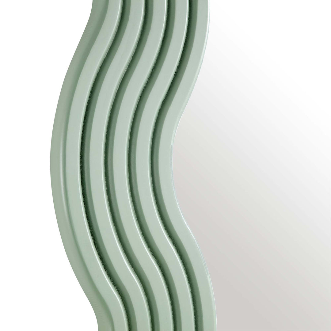 Venus Full Length Wave Mirror 180 x 100 cm, Sage Green | daals
