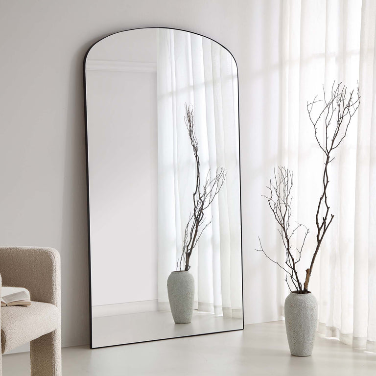 Emmy Extra-Large Black Arch Floor Mirror 180 x 100 cm | daals