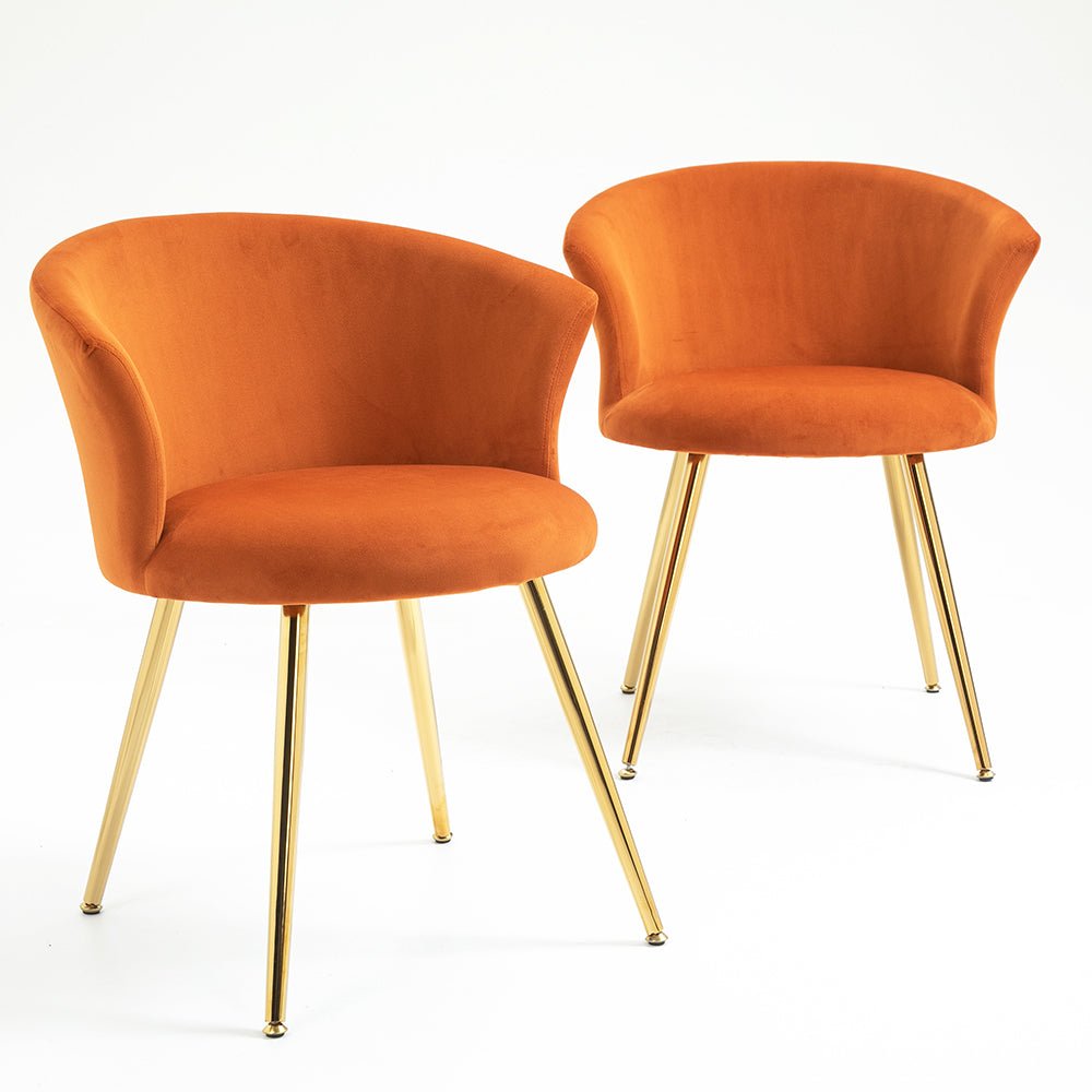 Kylie Set of 2 Orange Velvet Dining Chairs | daals