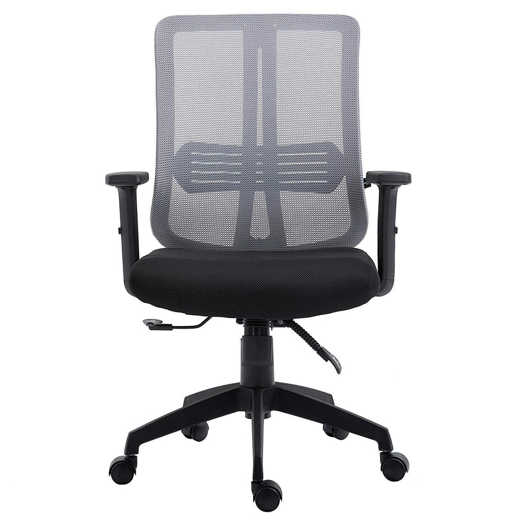 Grey Mesh Medium Back Executive Office Chair Swivel Desk Chair with Sy ...