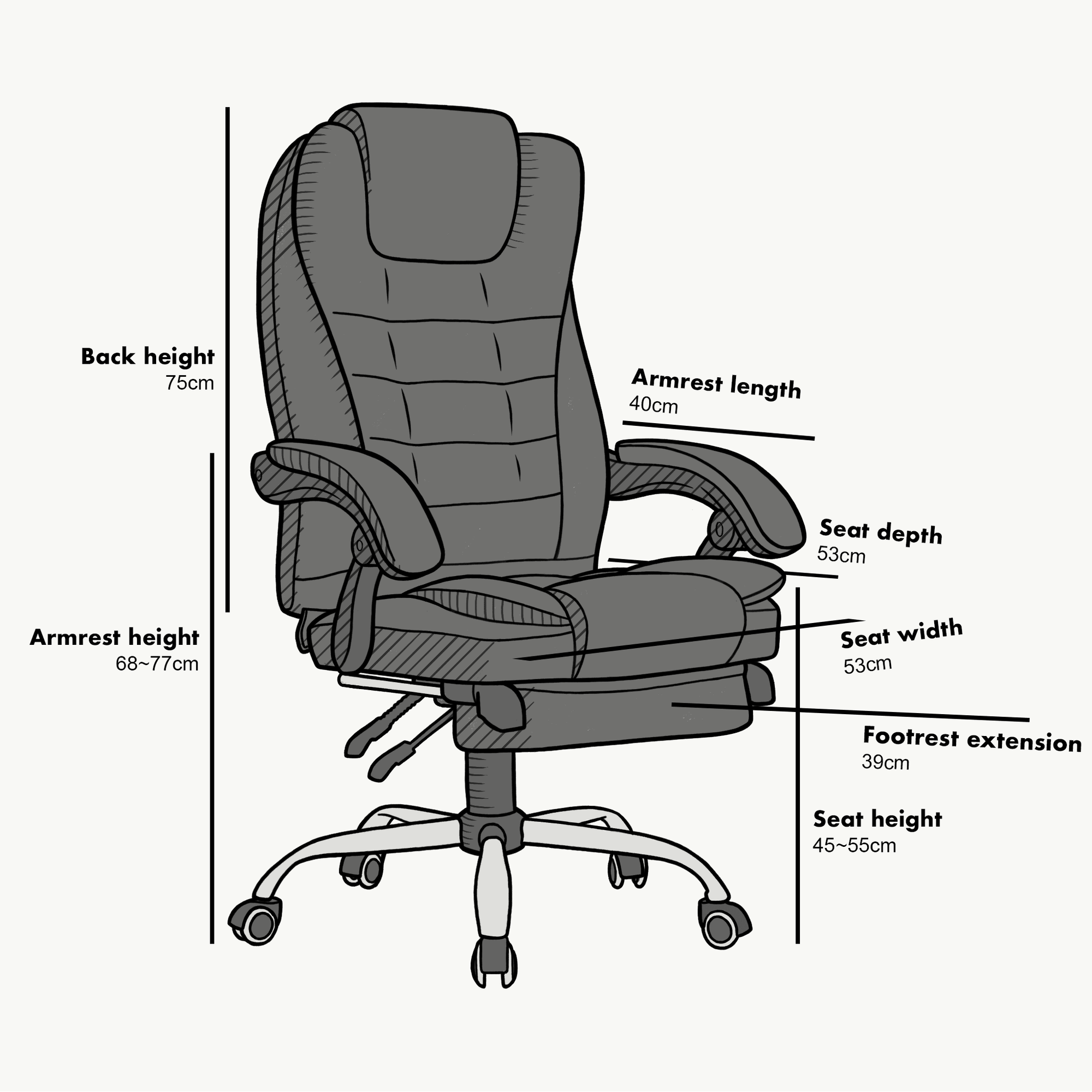 Executive Reclining Computer Desk Chair with Footrest, Headrest and Lu ...