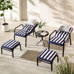 Champneys 2-Seater Steel Outdoor Reclining Bistro Set with Stool, Blue ...