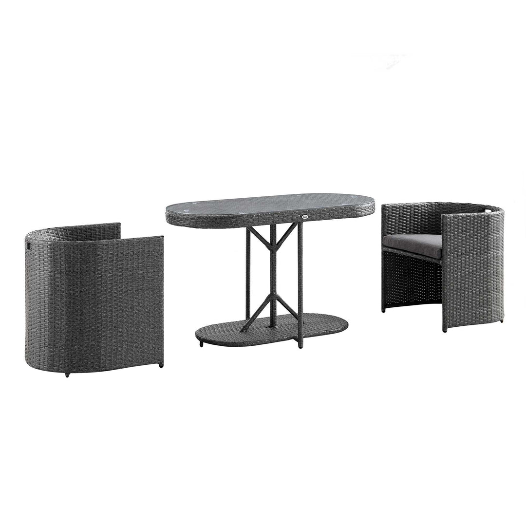 Granchester Rattan Balcony Bistro Set, Grey | daals