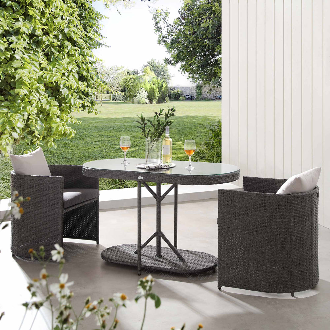 Granchester Rattan Balcony Bistro Set, Grey | daals