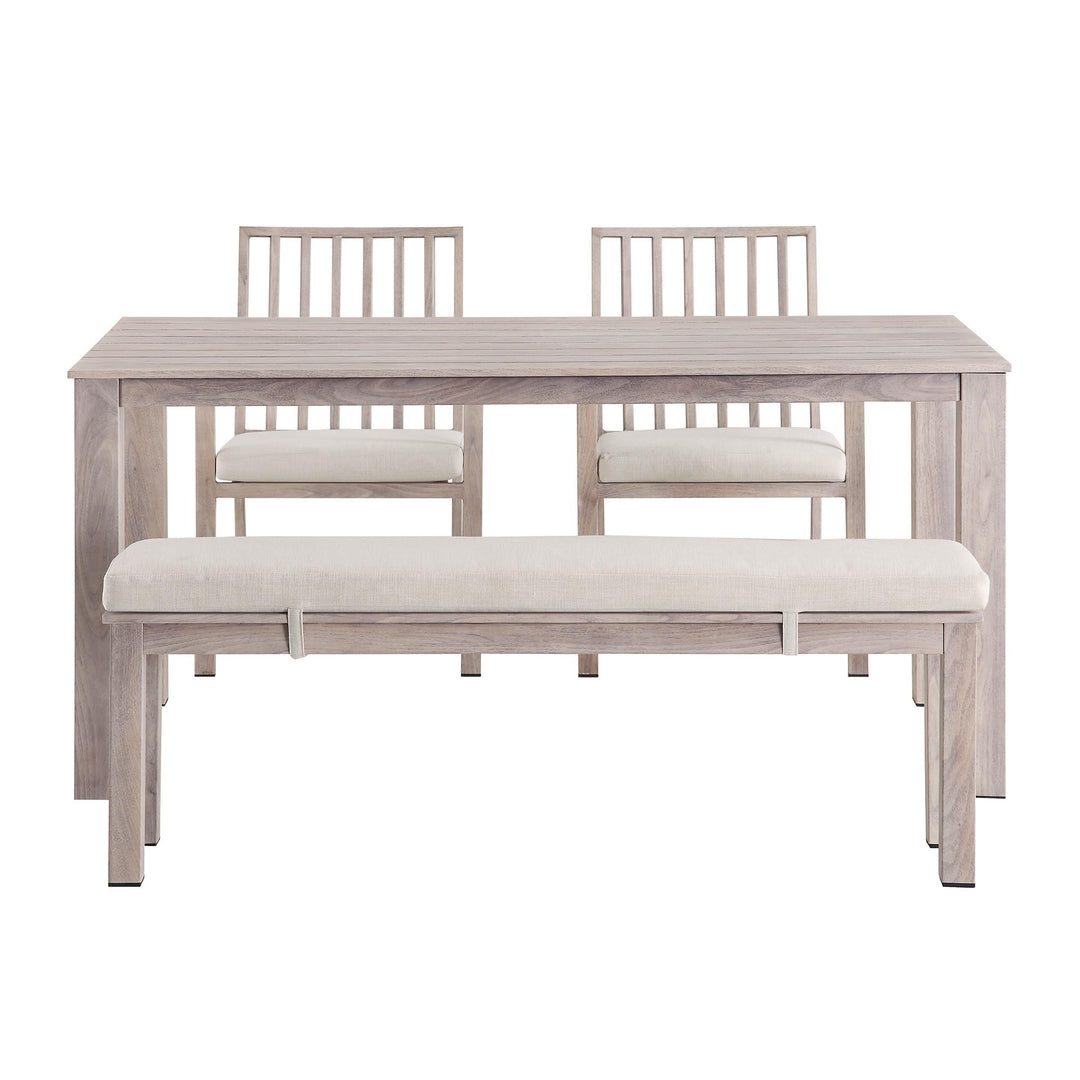 Earlswood Aluminium Washed Wood Effect Dining Set with Bench | daals