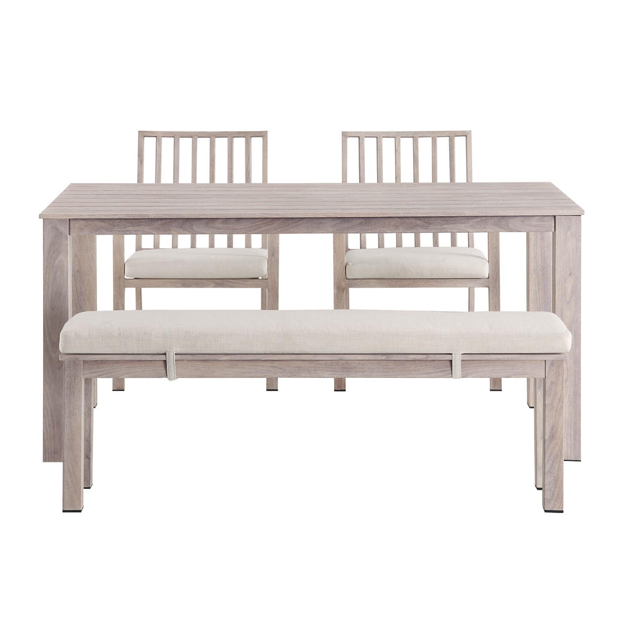 Earlswood Aluminium Washed Wood Effect Dining Set with Bench | daals
