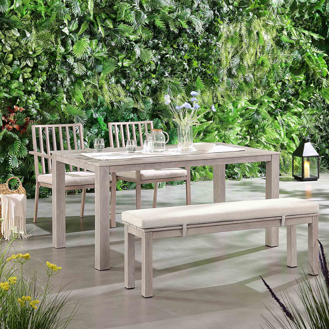 Earlswood Aluminium Washed Wood Effect Dining Set with Bench | daals