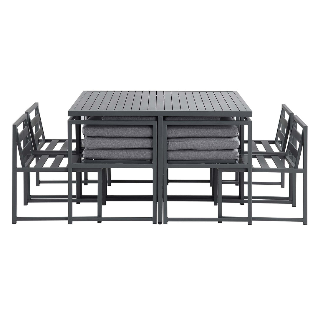 Albany Aluminium 9-Piece Outdoor Cube Dining Set, Grey | daals
