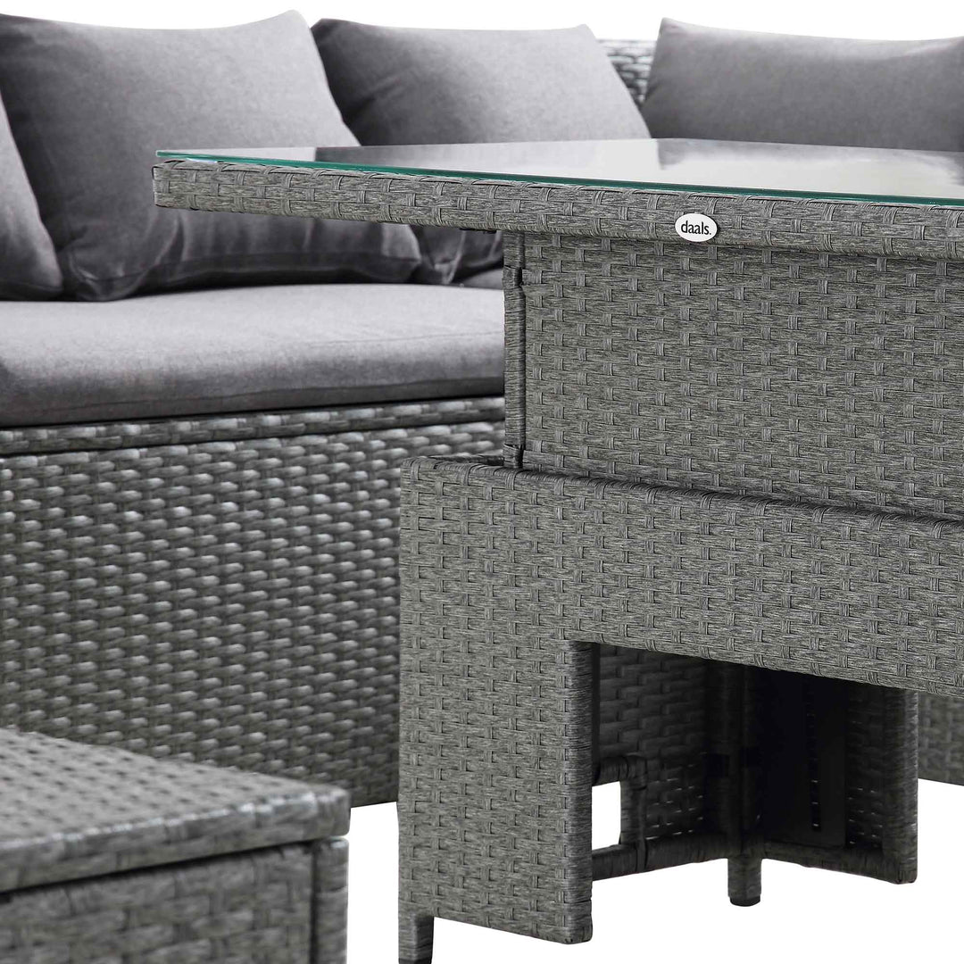 Granchester Rattan Rectangular Corner Dining Sofa Set with Rising Table ...