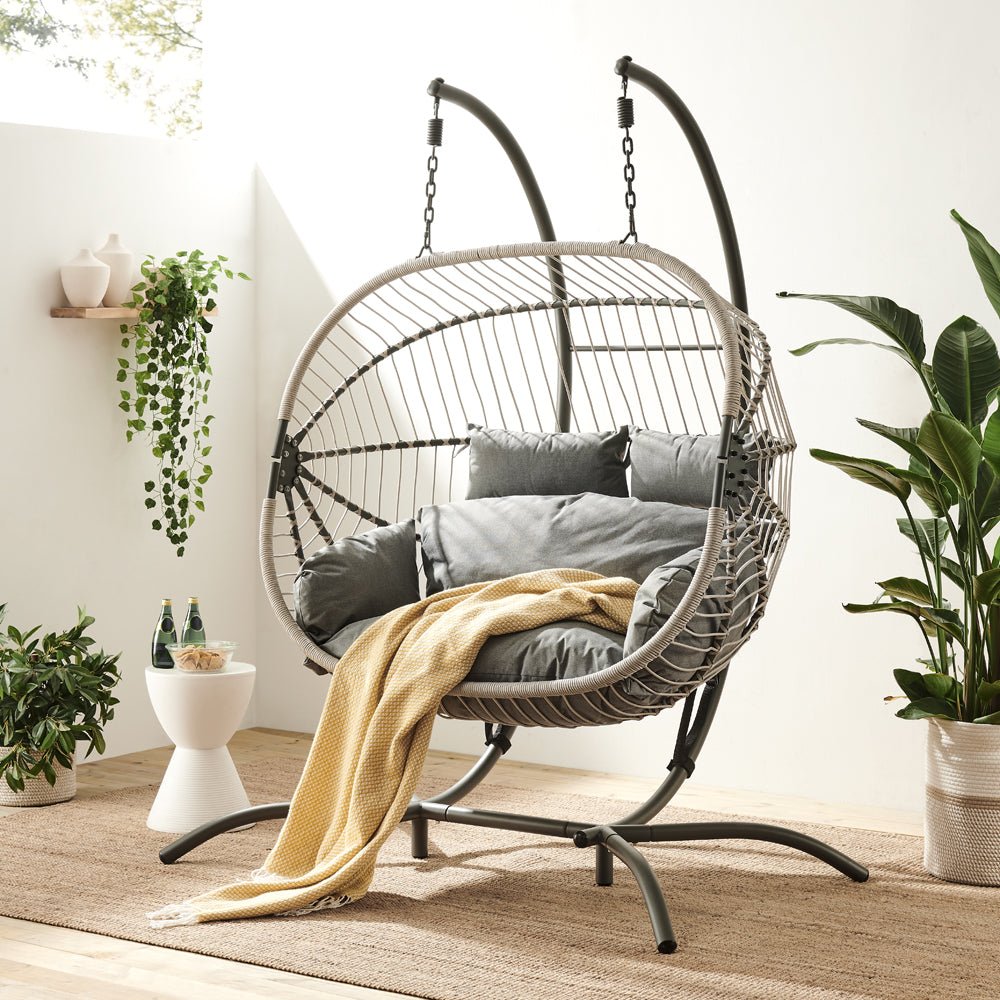Harrington Rattan + Rope Indoor Outdoor Double Hanging Chair | daals
