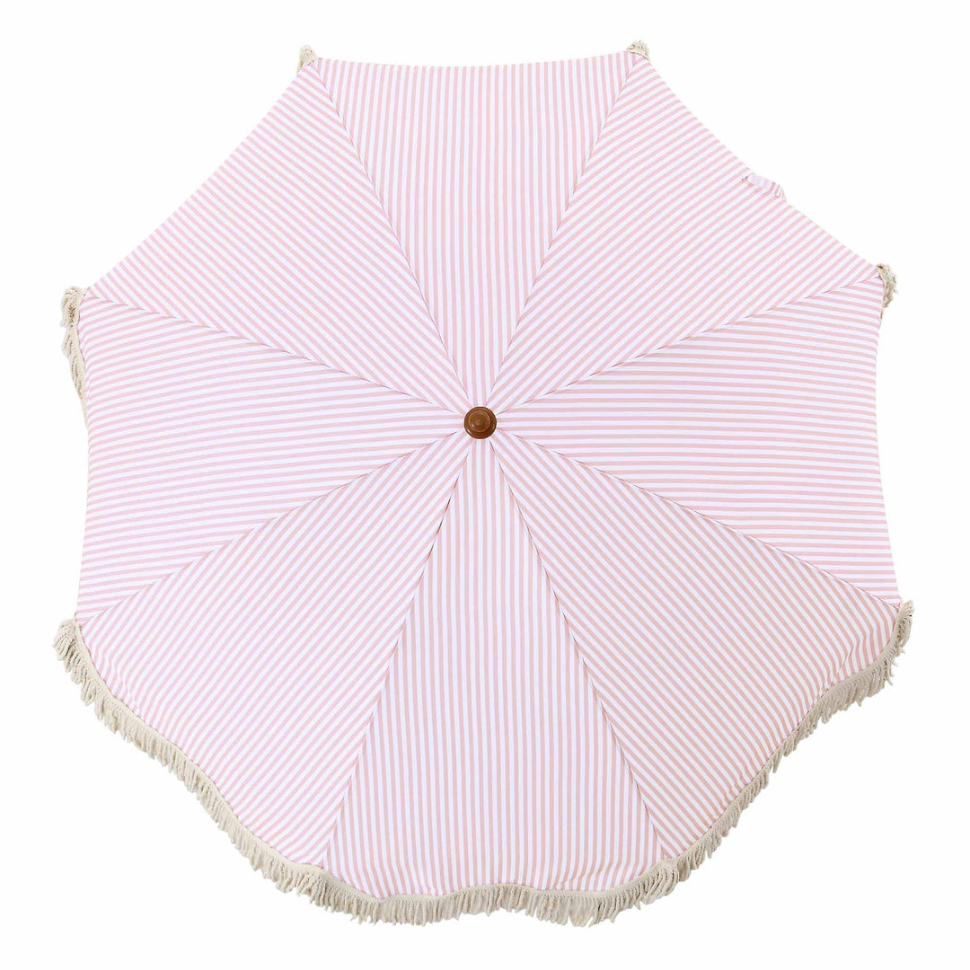 Gabriel Pink and White Striped Fringed Parasol with Tilt | daals