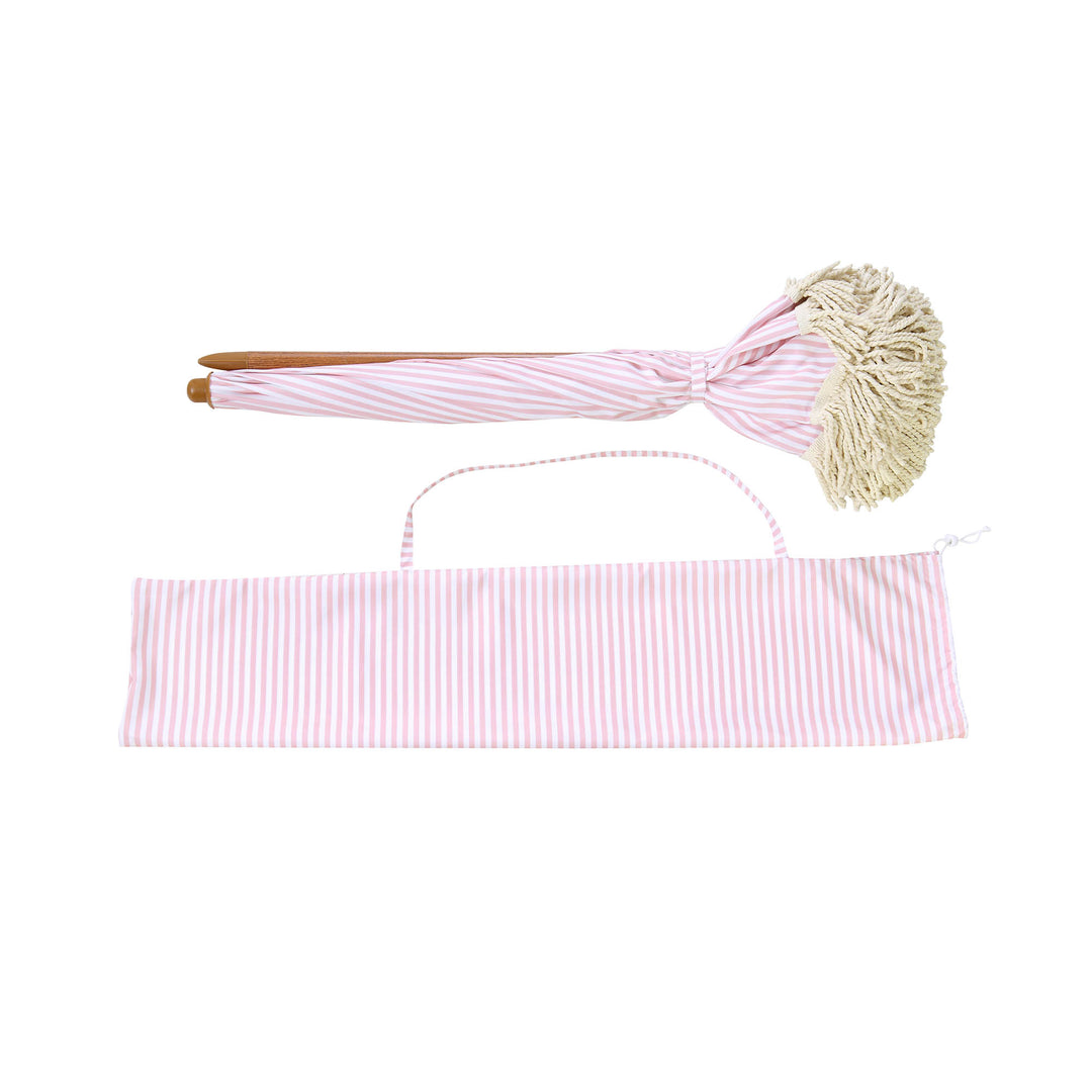 Gabriel Pink and White Striped Fringed Parasol with Tilt | daals