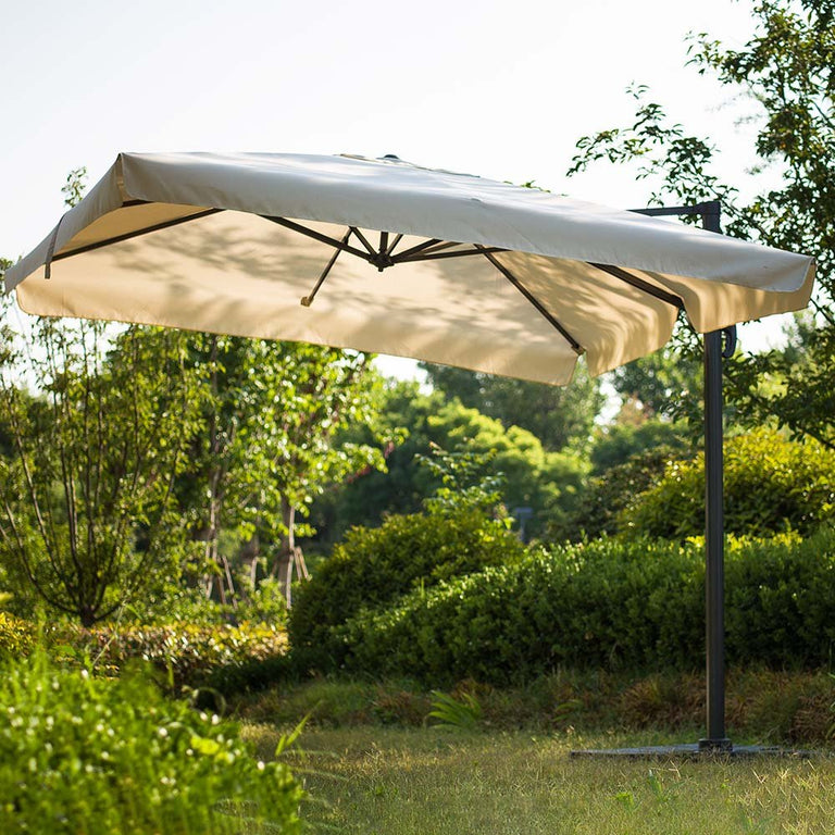 300cm Large Square 360° Aluminium Roma Cantilever Garden Parasol, Beige ...