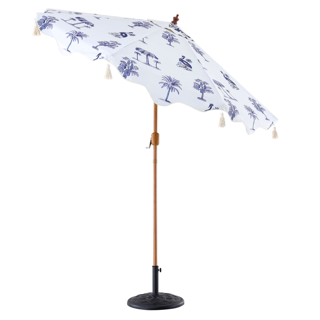Tropical Pattern 2.6M Octagonal Tassel Parasol with Aluminium Tilt | daals