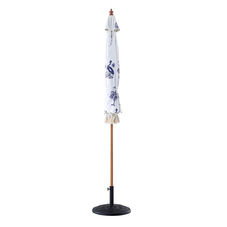 Tropical Pattern 2.6M Octagonal Tassel Parasol with Aluminium Tilt | daals