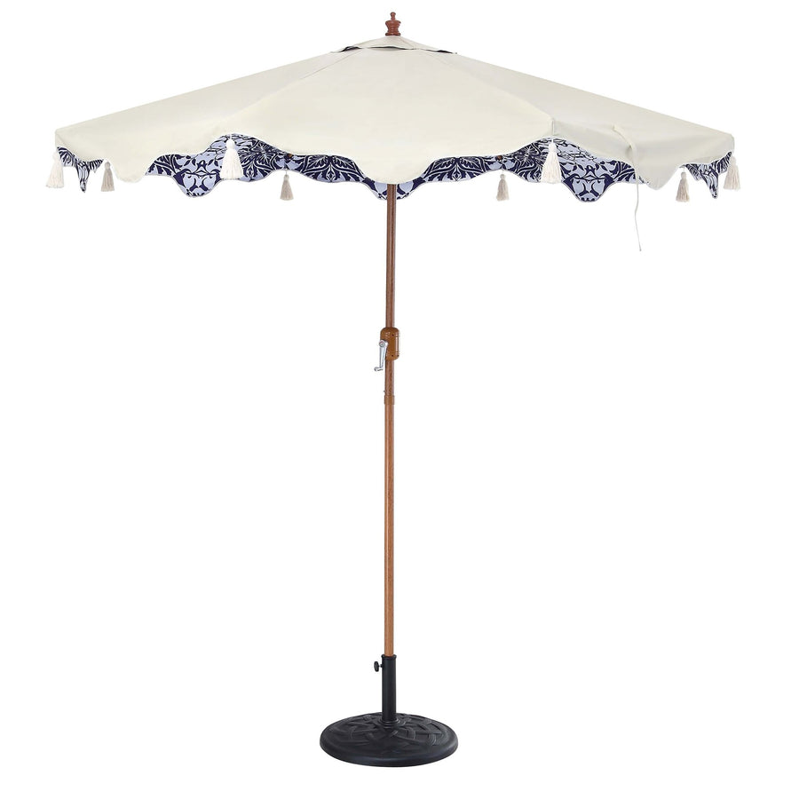 Blue Flower 2.6M Octagonal Tassel Parasol with Aluminium Tilt | daals