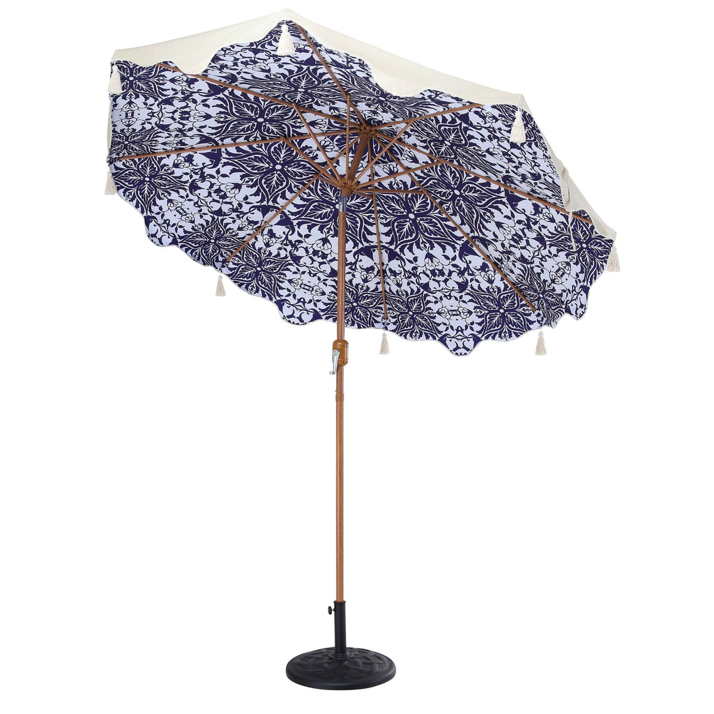 Blue Flower 2.6M Octagonal Tassel Parasol with Aluminium Tilt | daals