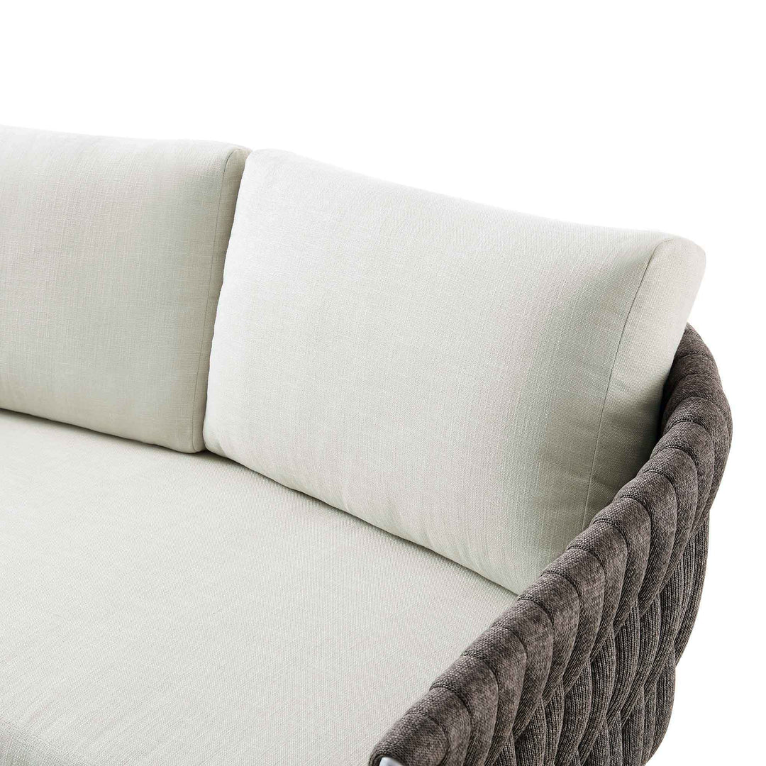 Montebello 4-Seater Outdoor Taupe Rope and Aluminium Sofa Set with Whi ...