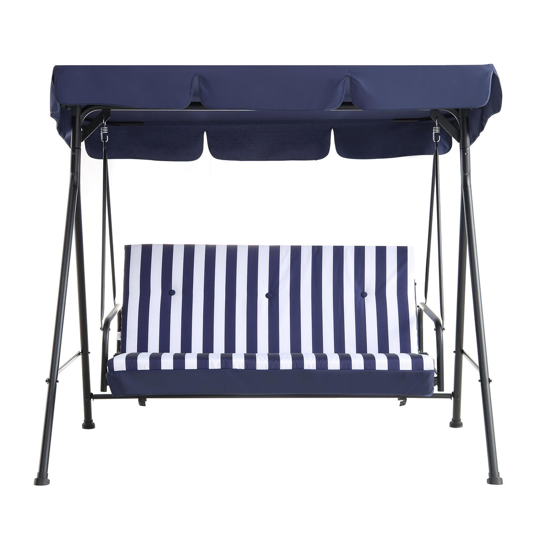 Champneys Outdoor Reclining Swing with Canopy, Blue Striped | daals