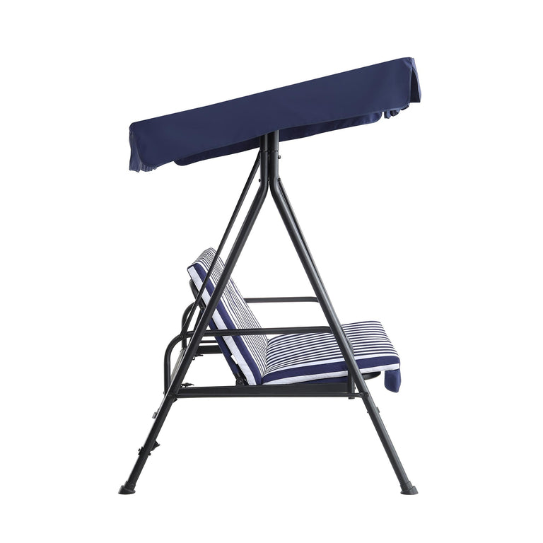 Champneys Outdoor Reclining Swing with Canopy, Blue Striped | daals