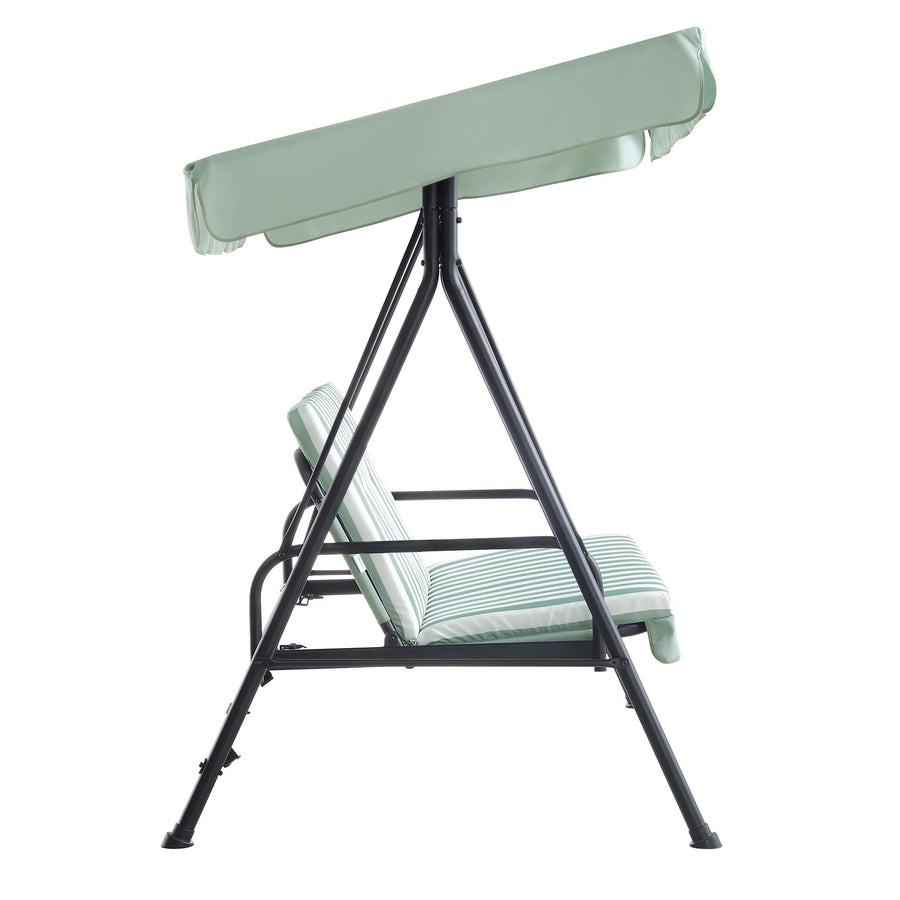 Champneys Outdoor Reclining Swing with Canopy, Sage Green Striped | daals