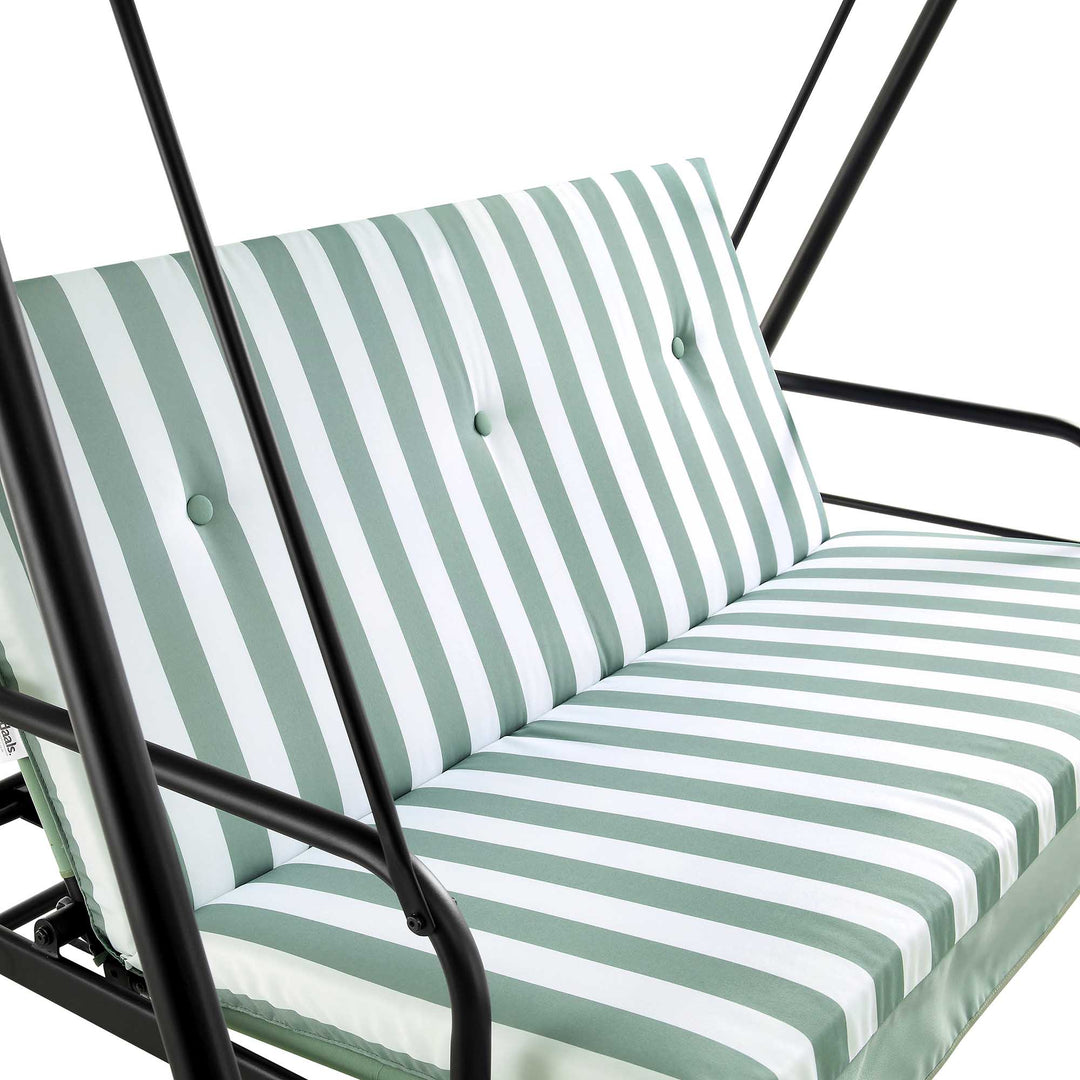 Champneys Outdoor Reclining Swing with Canopy, Sage Green Striped | daals