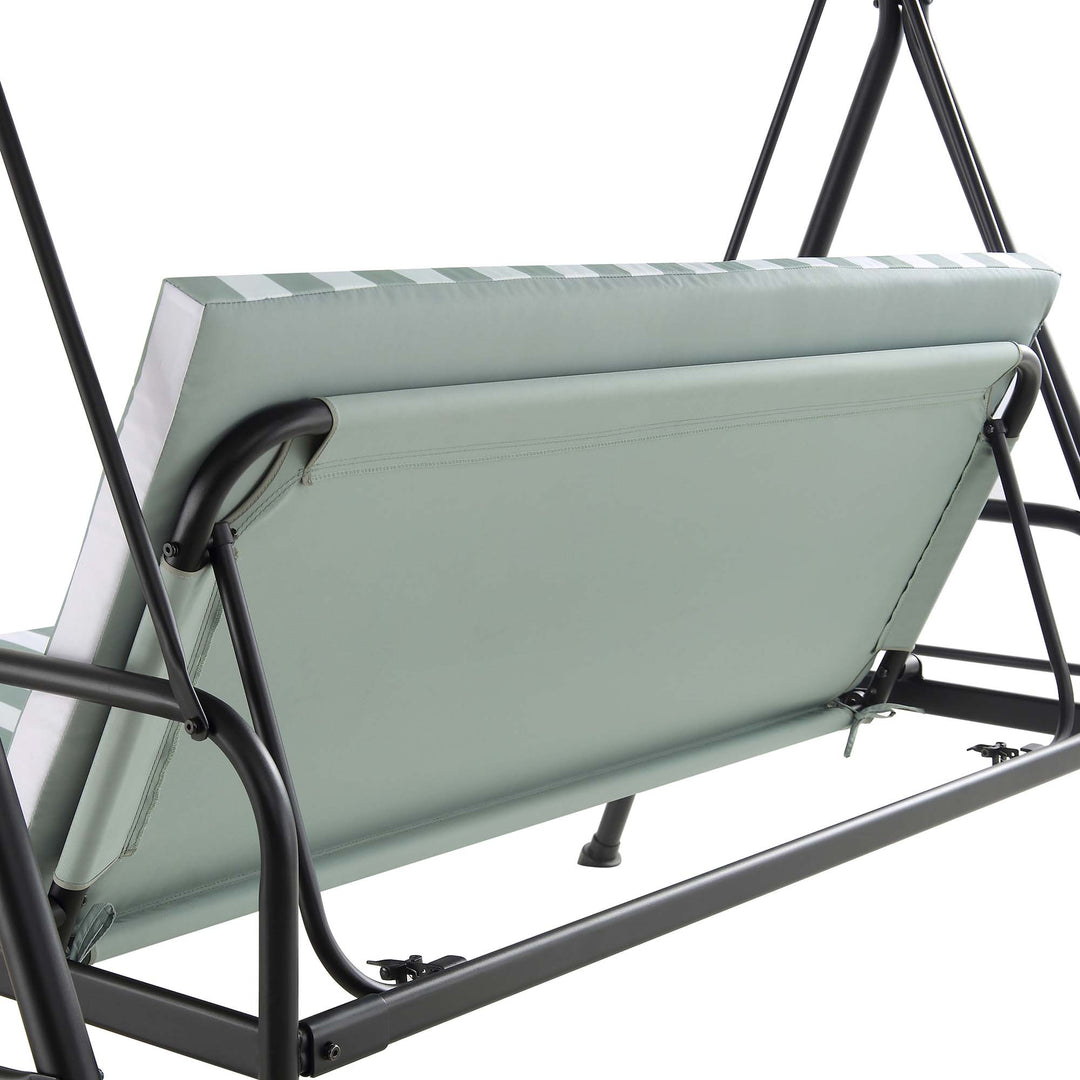 Champneys Outdoor Reclining Swing with Canopy, Sage Green Striped | daals