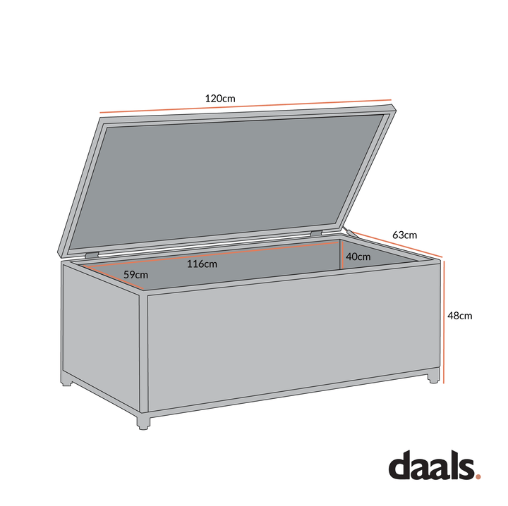 Granchester 120cm Rattan Storage Box, Grey | daals