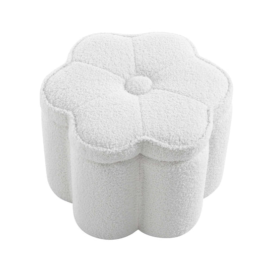 Pollie White Teddy Boucle Storage Stool | daals