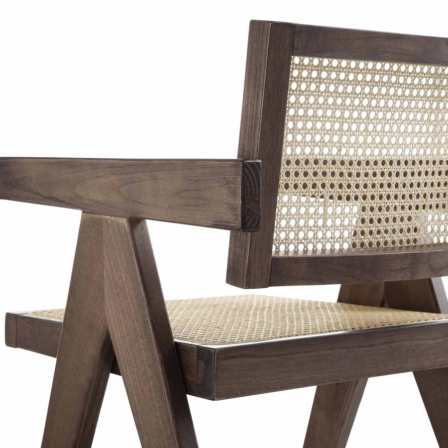 Jeanne Dark Walnut Cane Rattan Solid Beech Wood Dining Chair | daals
