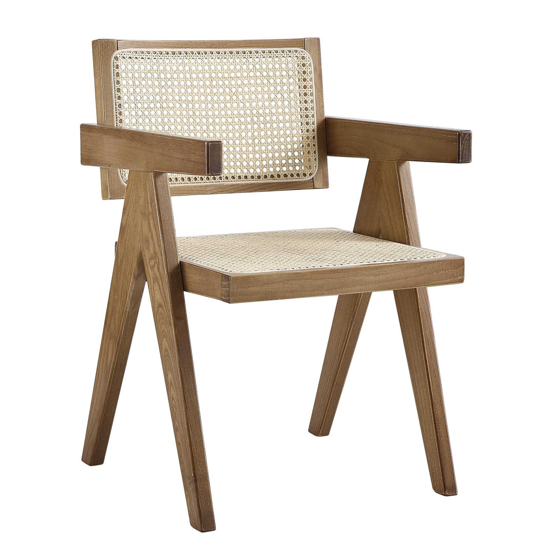 Jeanne Light Walnut Cane Rattan Solid Beech Wood Dining Chair | daals