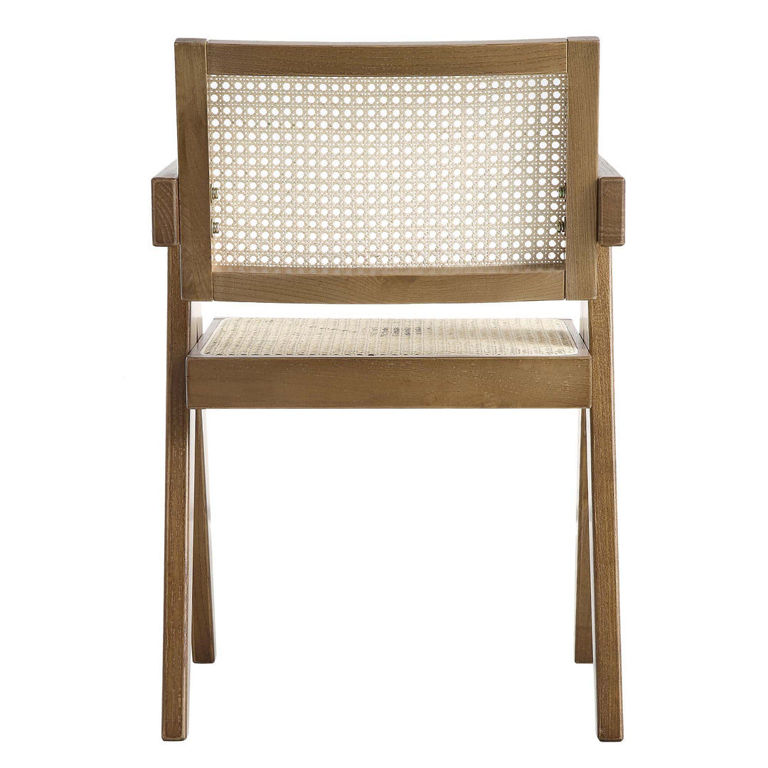 Jeanne Light Walnut Cane Rattan Solid Beech Wood Dining Chair | daals