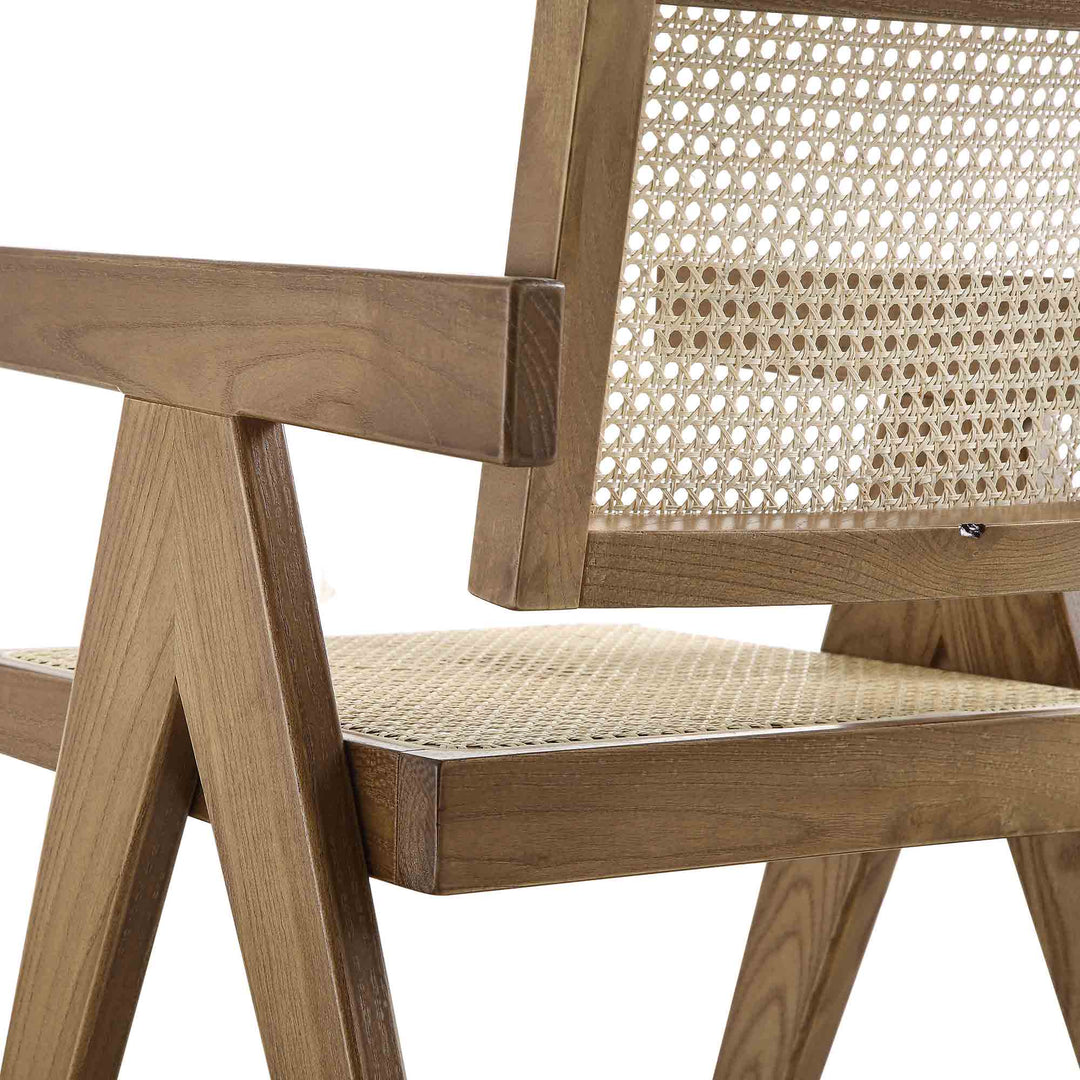 Jeanne Light Walnut Cane Rattan Solid Beech Wood Dining Chair | daals
