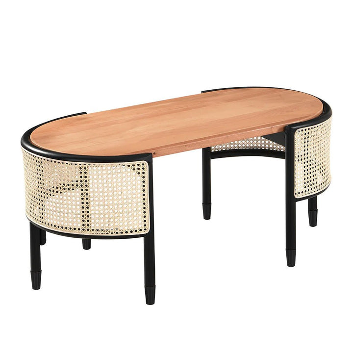 Jeanne Cane Rattan Solid Wood Oval Coffee Table | daals