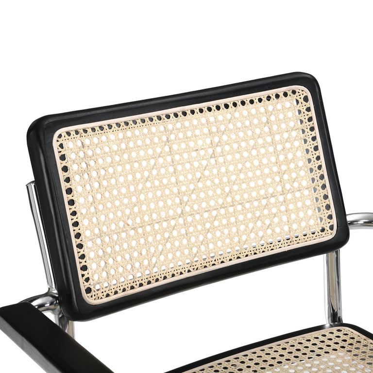 Rayna Pair of 2 Solid Beech Dining Chairs with Armrests, Natural Cane ...