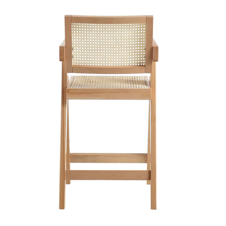 Jeanne Natural Colour Cane Rattan Solid Beech Wood Counter Stool | daals