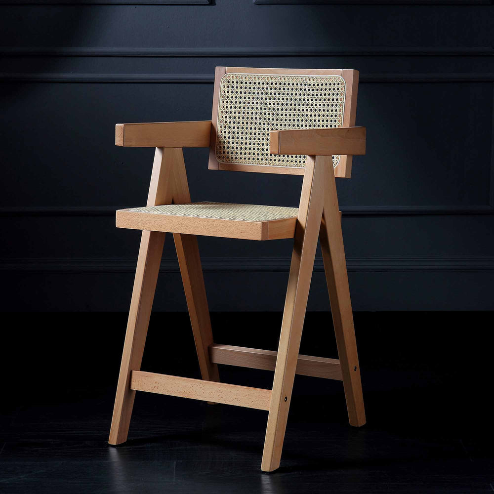 Jeanne Natural Colour Cane Rattan Solid Beech Wood Counter Stool | daals