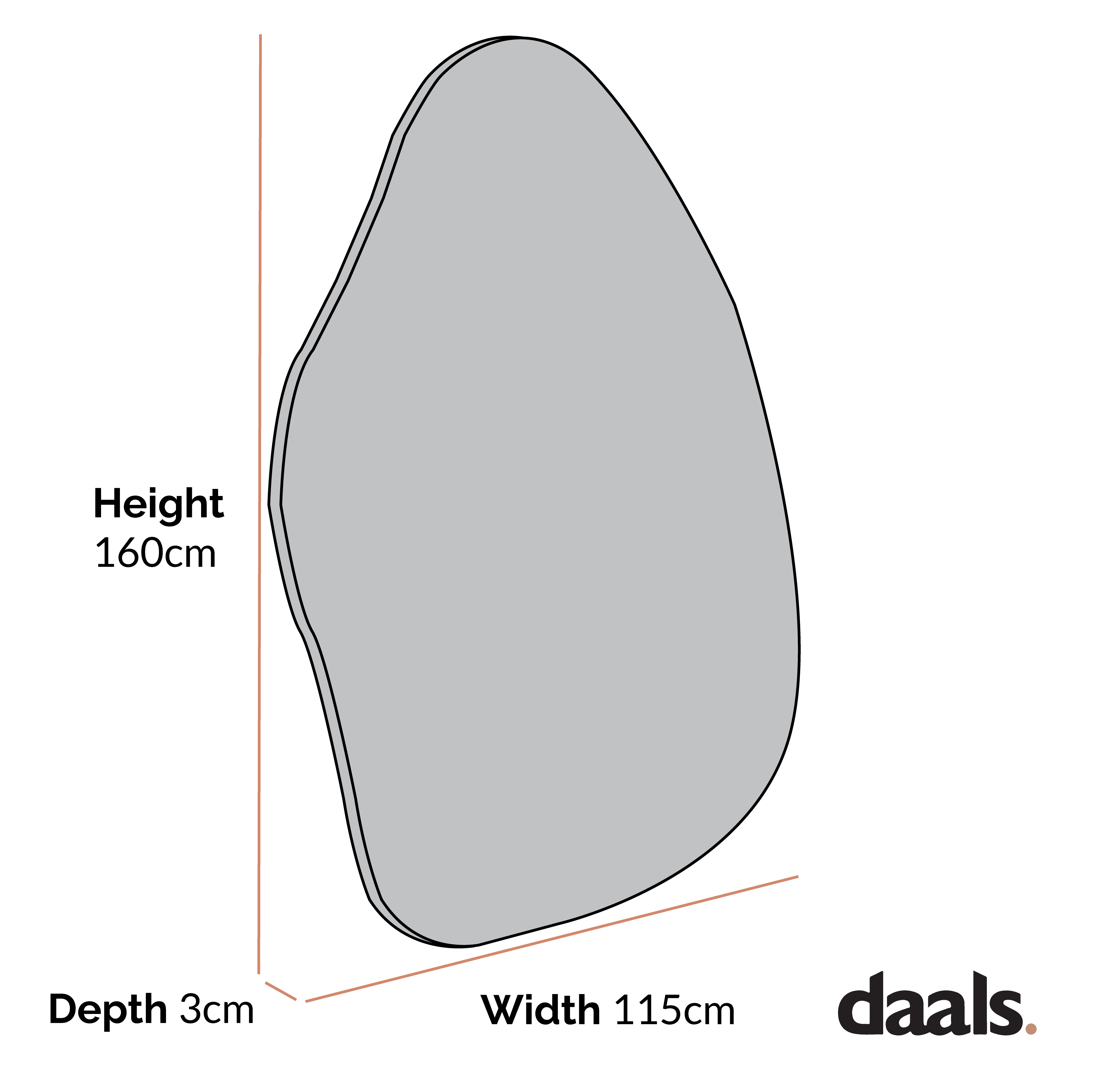 Pavia Irregular Shaped Extra Large Full Length Mirror 160 x 115 cm, Bl ...