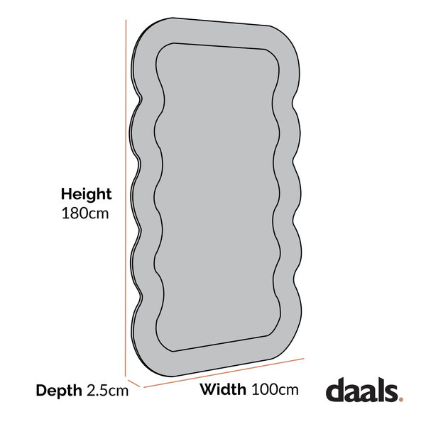 Venus Full Length Wave Mirror 180 x 100 cm, Sage Green | daals